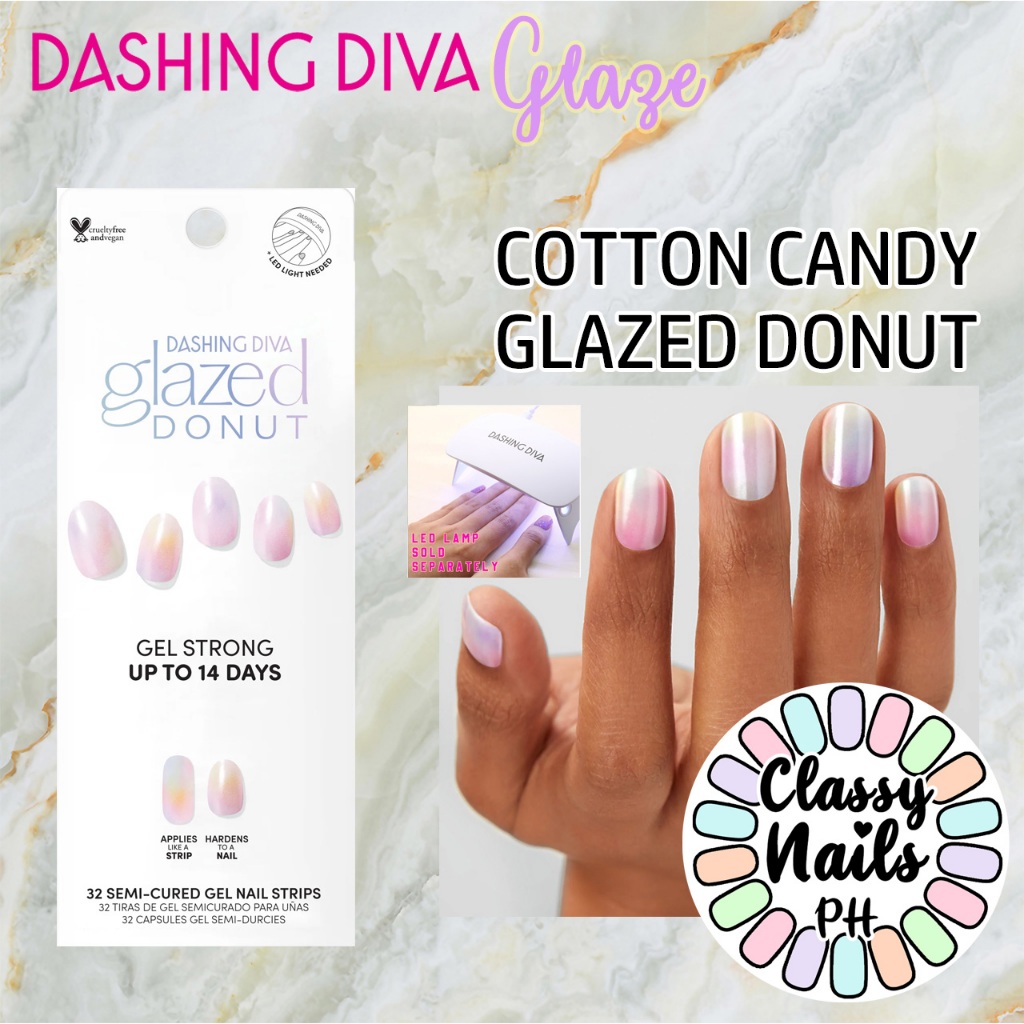 Cotton Candy Glazed Donut • Dashing Diva • Glaze • Semi Cured Gel Nail Strips • Manicure ...