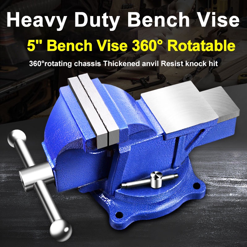MDS 5"Bench Vice Original Heavy Duty 360° Swivel Base Bench Vise Cast ...