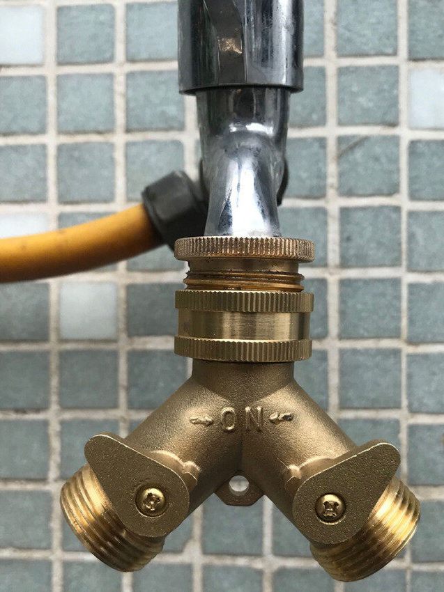 Heavy Duty Brass 2 Way Garden Tap Splitter Y Hose 3 4 Inch Connect ...