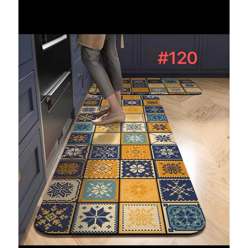 2 in 1 Kitchen Floor Mat Printed Long and Short Non-Slip Home Entrance ...