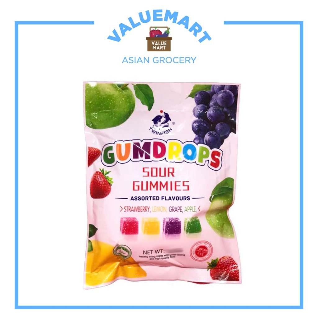 Twinfish Gumdrops Sour Gummies Chewy Candies Assorted Flavor - 150g ...