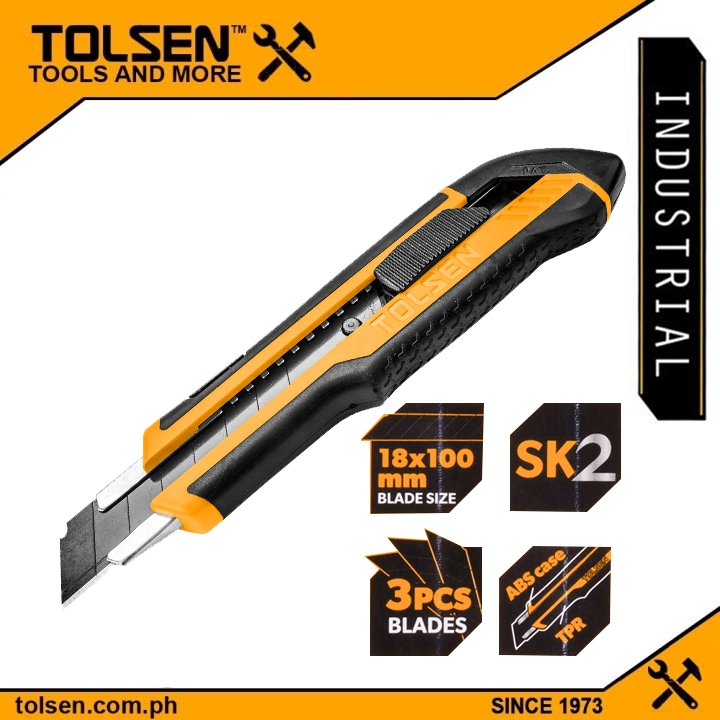 Tolsen Auto Lock Heavy Duty Snap Off Cutter Blade Knife w/ 3pcs SK2 ...