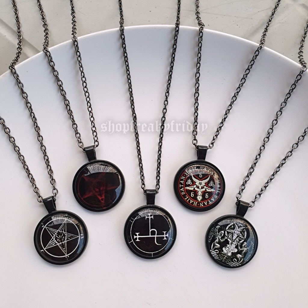 Gothic Metal Punk Lilith Sigil Baphomet Cabochon Necklace | Shopee ...