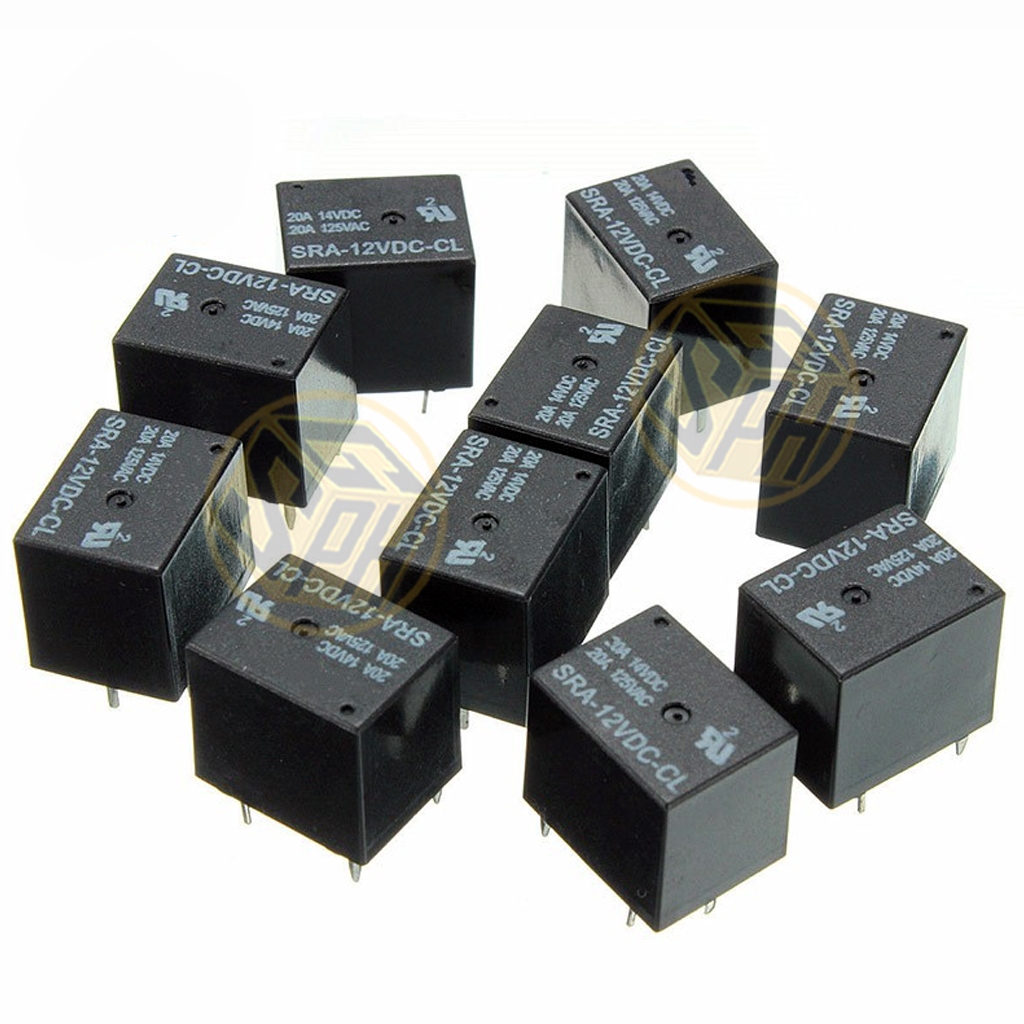 10PCS SONGLE Relay 5 Pin SPDT SRA-12VDC-CL DC 12V Coil 20A Black ...