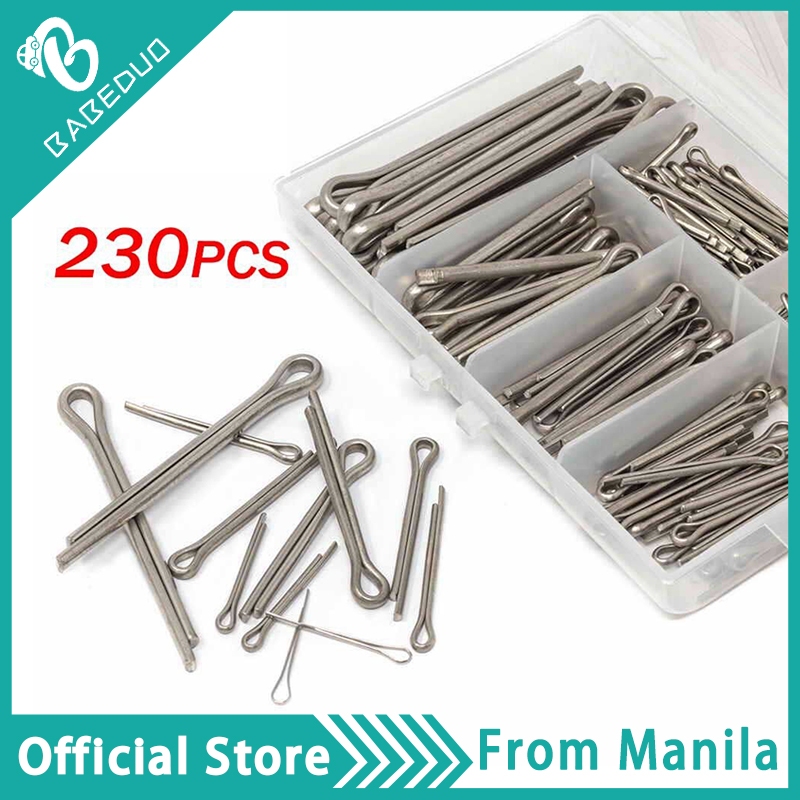 230 Pcs Stainless Steel Cotter Pin Assortment Kit Hairpin Spring Cotter ...