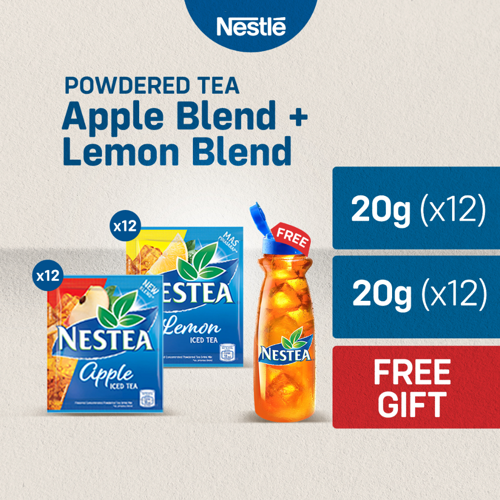 Nestea Apple Blend + Lemon Blend Iced Tea 20g Pack of 24 with FREE ...