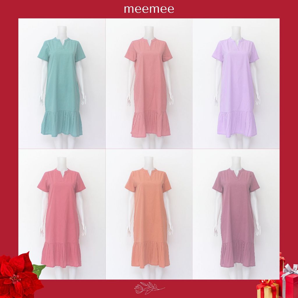 Meemee Ladies Cotton/Linen Long Dress with Chinese Collar and Skirt ...