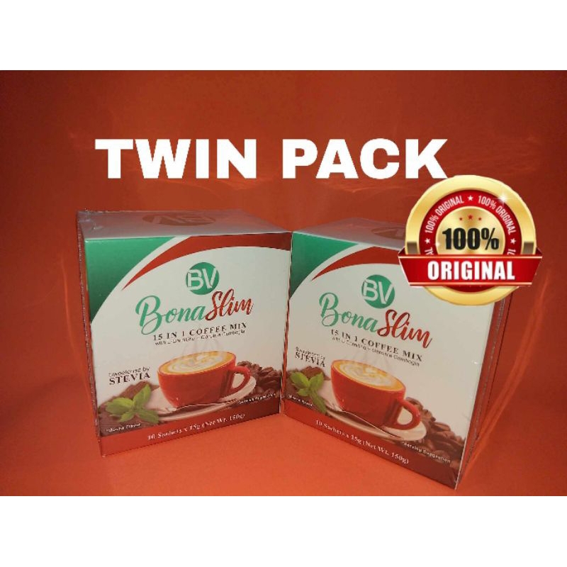BUNDLE OF 2 ORIGINAL BONA SLIM 15 IN 1 COFFEE MIX WITH STEVIA | Shopee ...