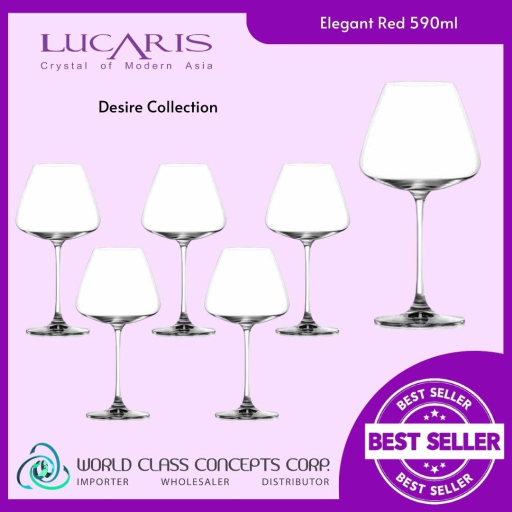 Lucaris Glassware Desire Elegant Red Crystal Wine Champagne Drinking ...