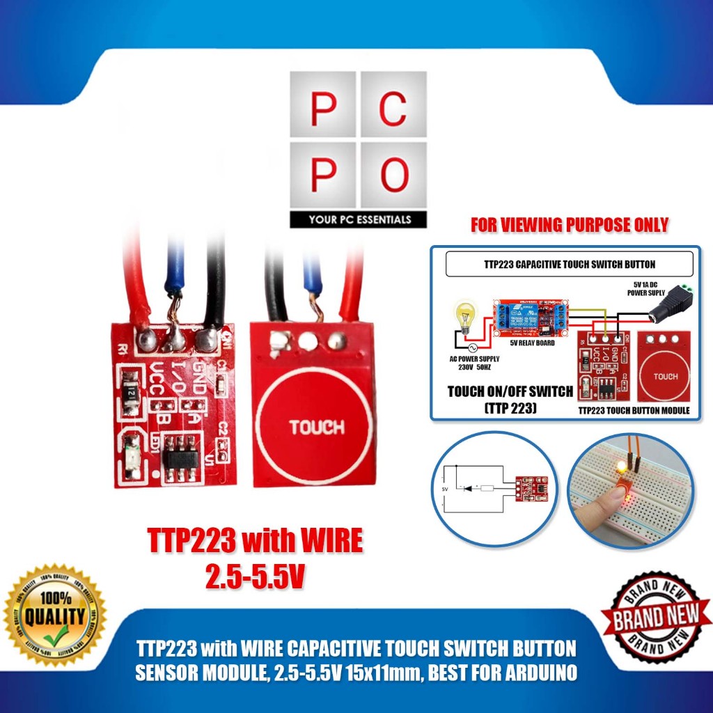 Pc Po Ttp223 With Wire Capacitive Touch Switch Button Sensor Module 2