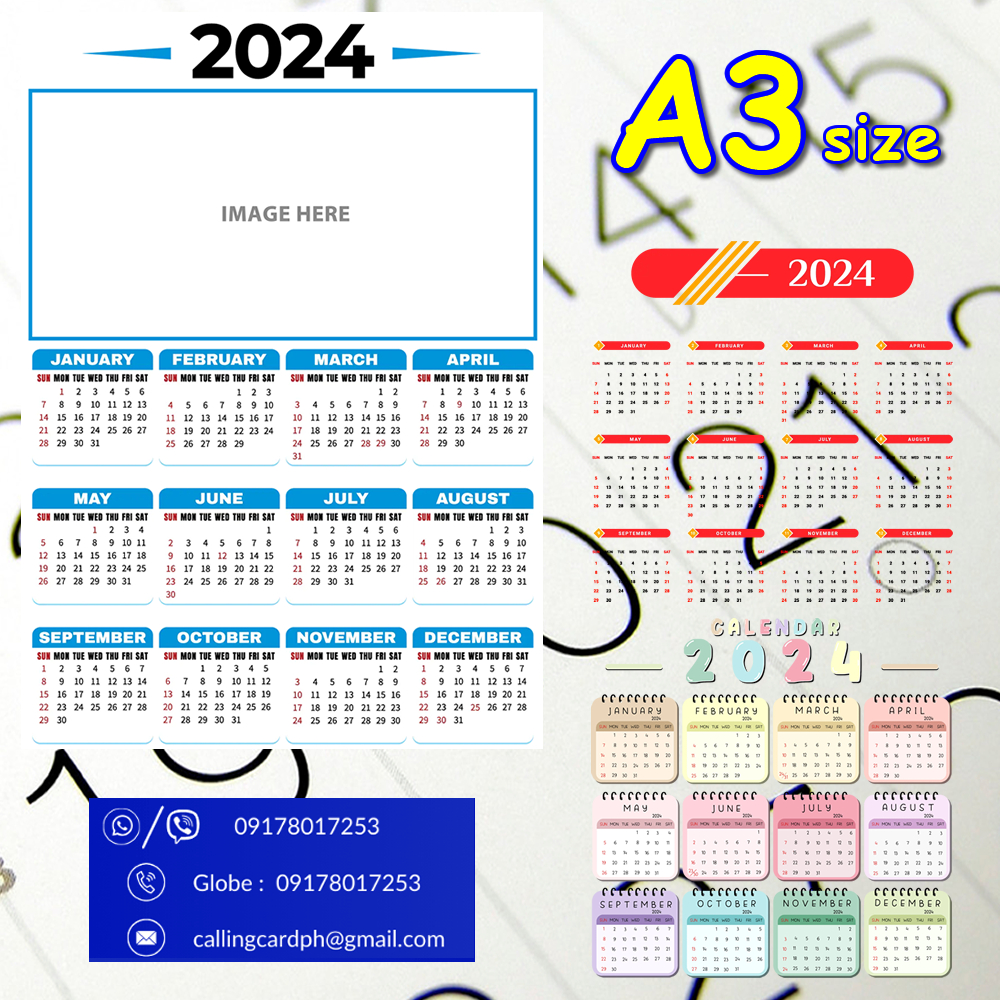 Personalize 2024 calendar A3 size SATIN paper 230gsm | Shopee Philippines