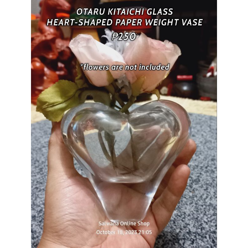OTARU KITAICHI GLASS HEART-SHAPED PAPER WEIGHT VASE | Shopee Philippines