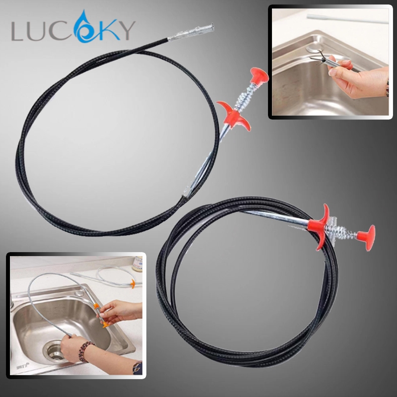 Sink Declogger Stainless Steel Spring Pipe Snake Drain Clog Remover ...