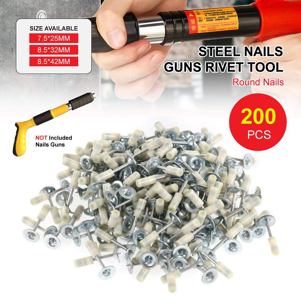 100pcs Steel Nail Gun Rivet Gun Bullet Nail Gun Concrete Fire Nail Gun Ceiling Round Nail 25mm ...
