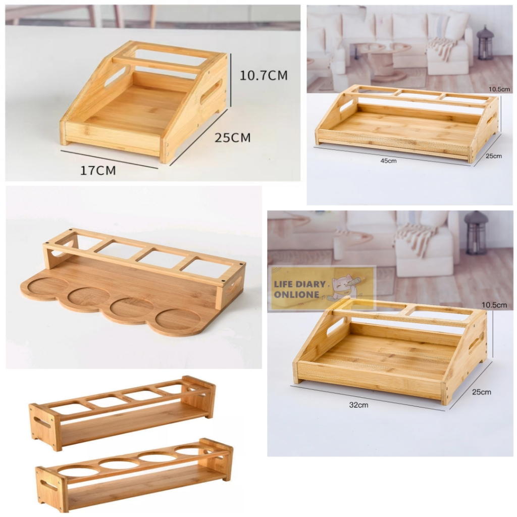 Kitchen Bamboo Wood Shelf Round Square Wooden Oil Bottle Rack Oil ...