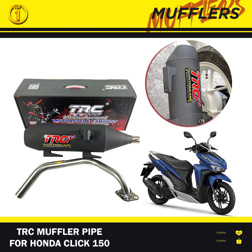 Top1 TRC Muffler Pipe For Honda Click 125i 150i v2 v3 Motorcyle ...