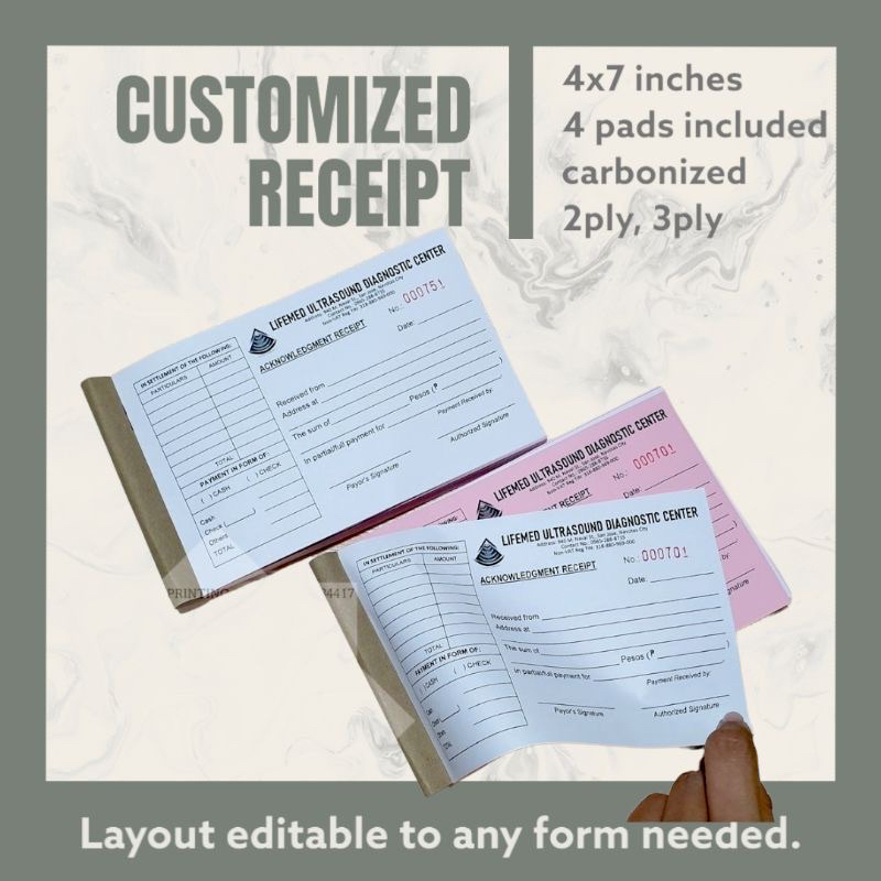 CUSTOMIZED CARBONIZED 4X7 ACKNOWLEDGEMENT/Provisional/Collection ...
