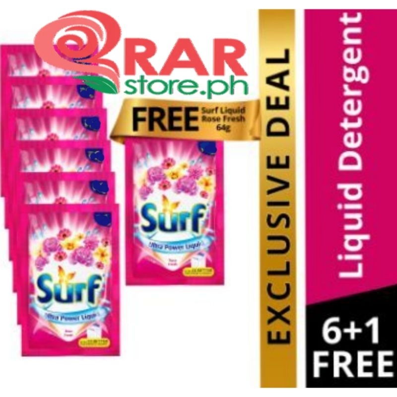 SURF LIQUID DETERGENT ROSE FRESH 64ml (6 pcs +1 FREE) | Shopee Philippines