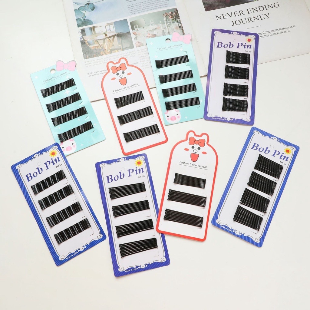 Black Bob Pin Side Clip Hair Pin Steel Wire Hairpin Hairpins Blue Card ...