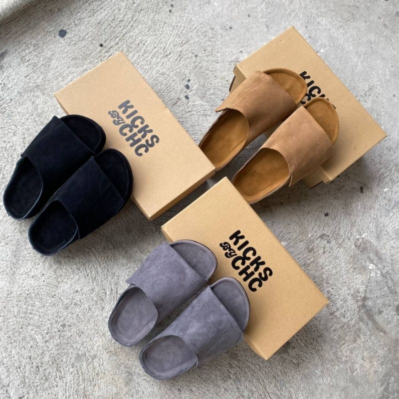 CHC LAMBSKIN SUEDE SLIDES | Shopee Philippines