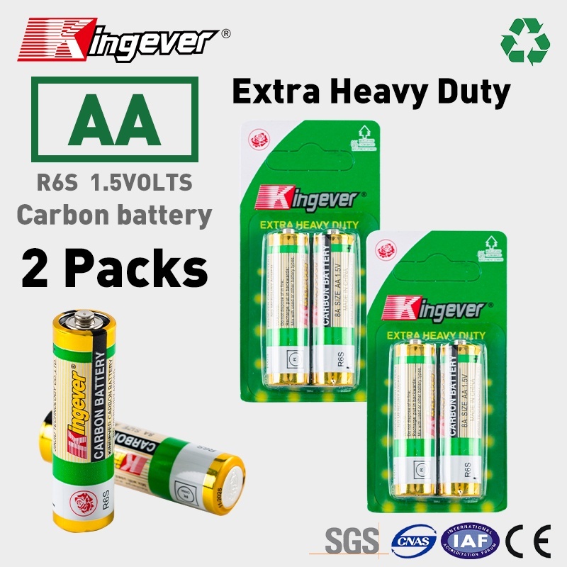 Kingever 100% Original Extra AA R6S 2pcs/pack Heavy Duty Zinc Carbon ...