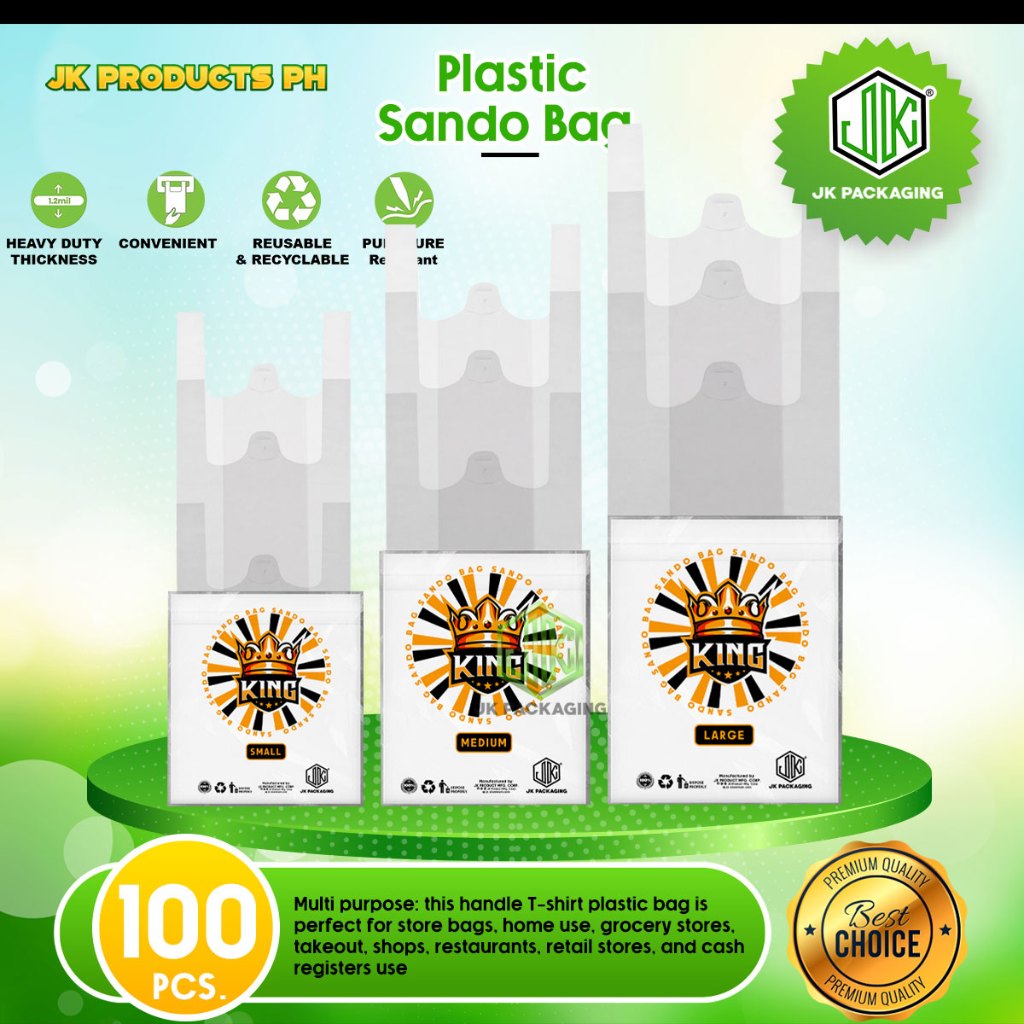 Kingwhite White Plastic Sando Bag [ 100 PCS. ] (JK PACKAGING Brand ...