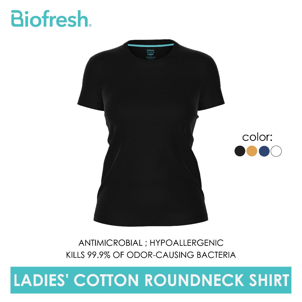 Biofresh Ladies' Antimicrobial Cotton Premium Slim Fit Roundneck Shirt ...