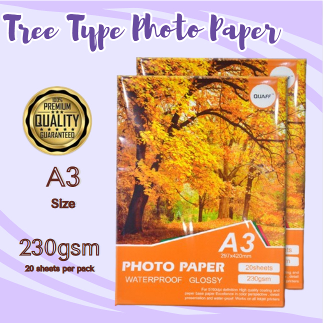 230gsm QUAFF Glossy Photo Paper A3 Size (20sheets) | Shopee Philippines