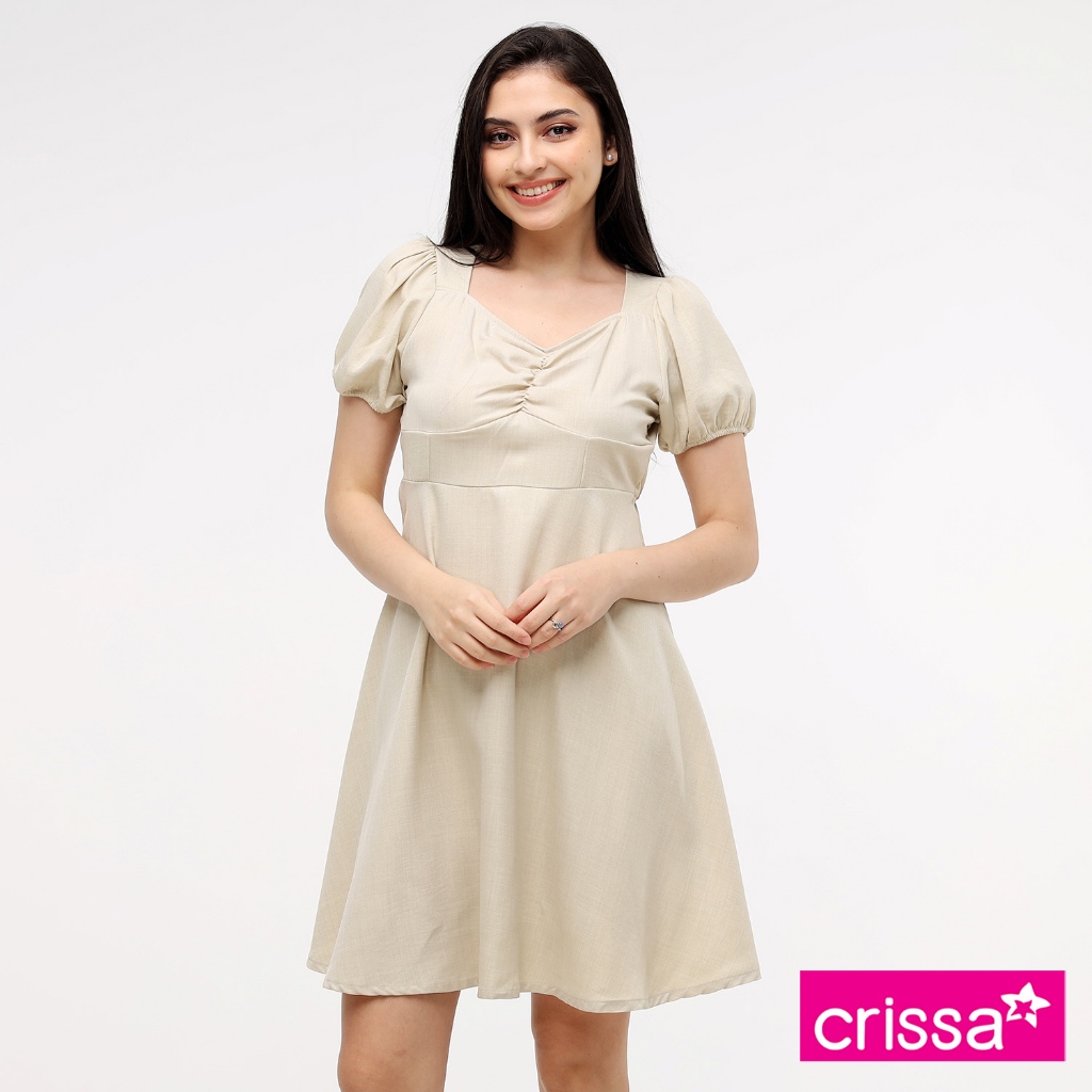 Crissa Acid Linen Woven Short Sleeves Long Dress CSDT29-0048 | Shopee Philippines