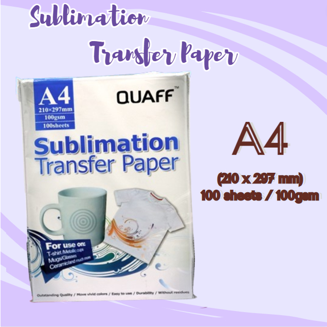 Quaff A4 Size Sublimation Paper 100gsm - Quick Dry 100 Sheets Pack ...
