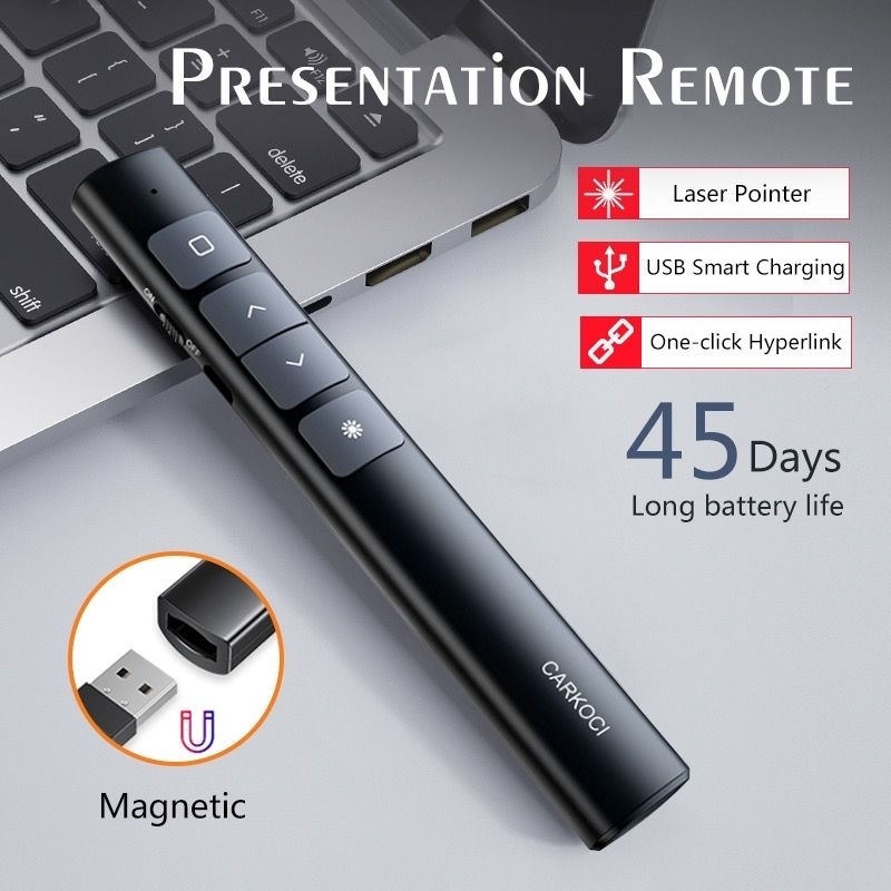 Wireless Presenter Remote Clicker 2.4GHz Presentation USB Control Laser Pointer for PowerPoint ...