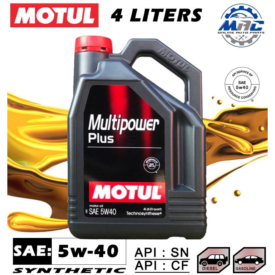 MOTUL Multipower Plus 5W-40 Synthetic 4 Liters Gasoline and Diesel ...