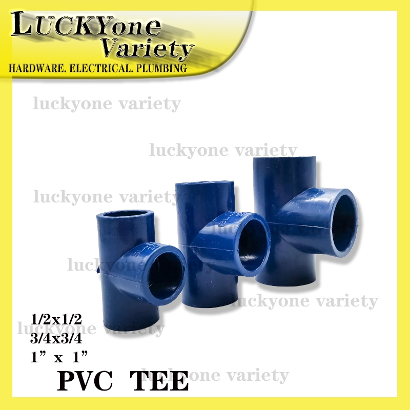 PVC TEE PLAIN PIPE FITTINGS (BLUE)1/2" , 3/4" , 1" (SOLD PER PIECE ...