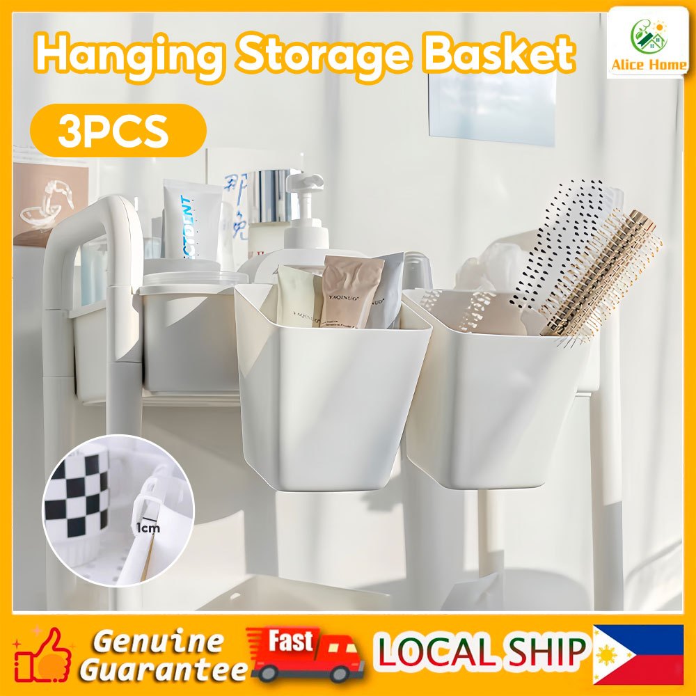 3PCS Storage Basket Ins-Style Trolley Cart Hanging Plastic Storage Box ...