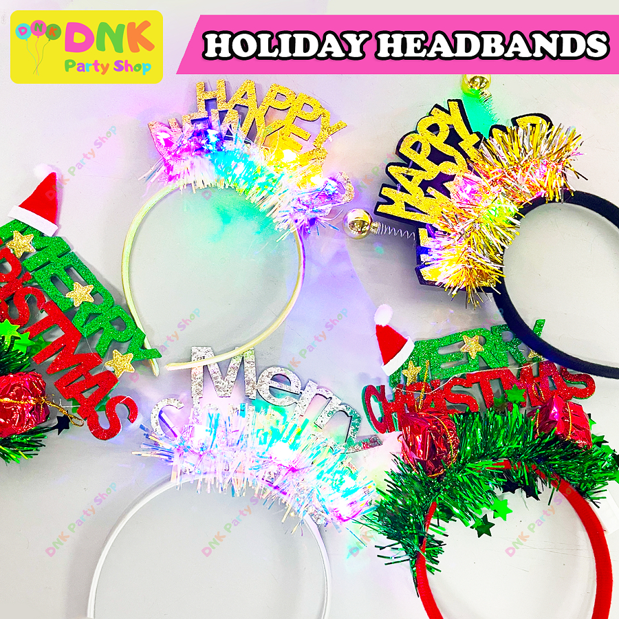 Festive LED Headbands Merry Christmas Happy New Year Party Holiday Men ...