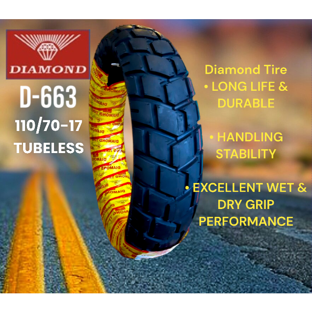 Diamond Tire R17 (D663) Dual Sports Tire Tubeless Type For CB200X, MT15 155,MT25, TFX150 ...