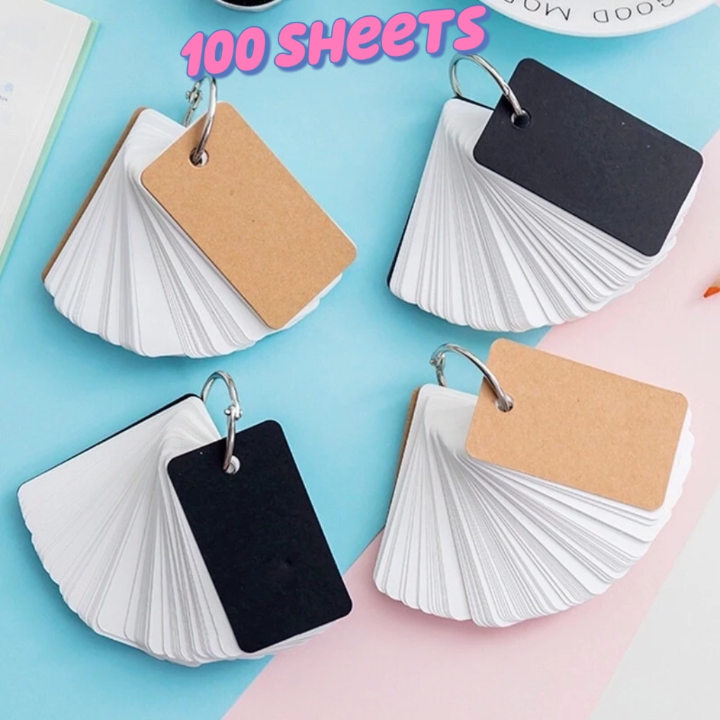 100 Sheets Loose Pages Blank Coil Note DIY Word Card Buckle Note with ...