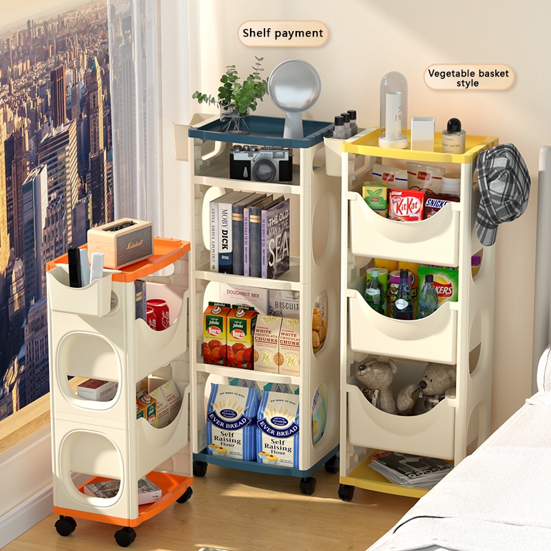 Multi-layer Storage Rack Mobile Snack/Toy Trolley Desk Side Book shelf ...