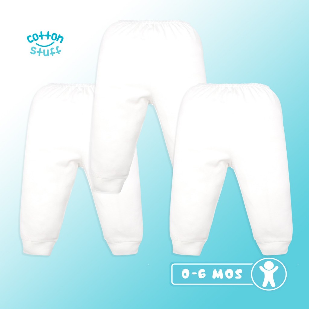 Cotton Stuff - 3-piece Pajama Pants (White) | Shopee Philippines