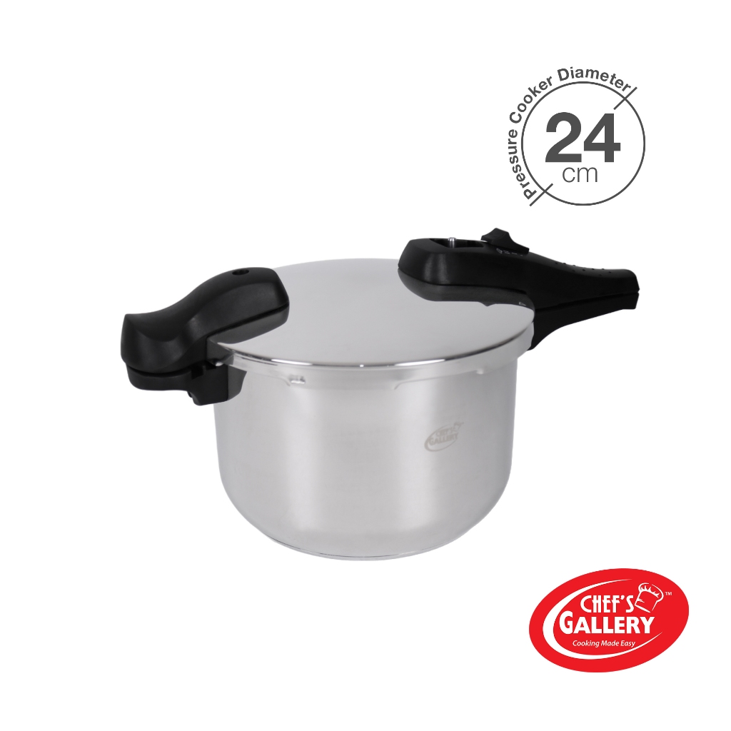 Chef's Gallery Stainless Steel Pressure Cooker Ideal for Serving 9-11 ...