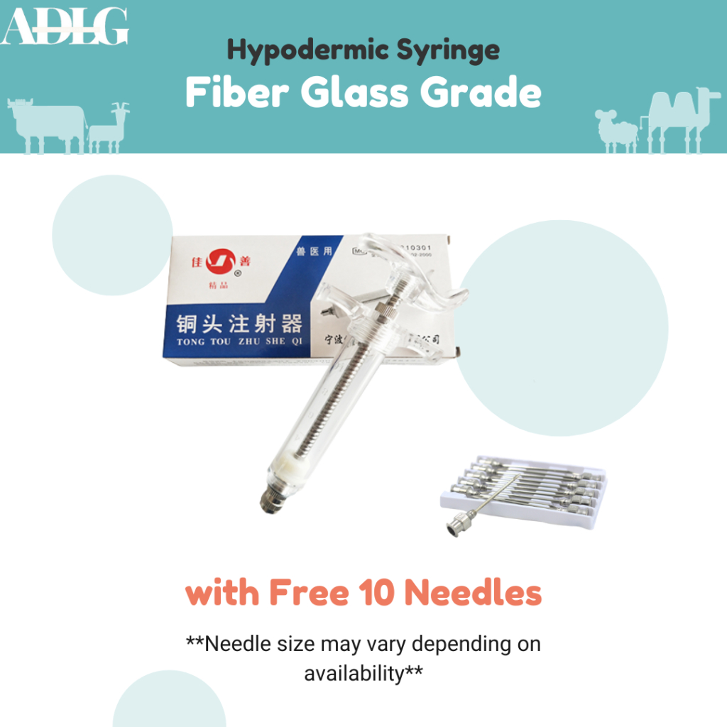 Veterinary Fiber Glass Syringe, Hypodermic Syringe with Free 10 Needles ...