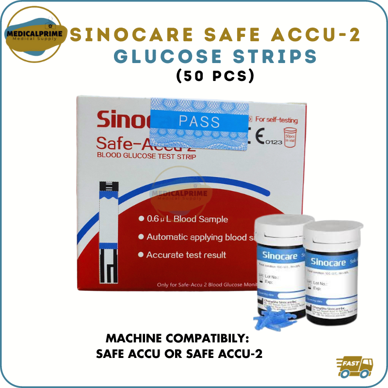SINOCARE SAFE ACCU 2 GLUCOSE STRIPS 50pcs (compatible sa SAFE ACCU at ...