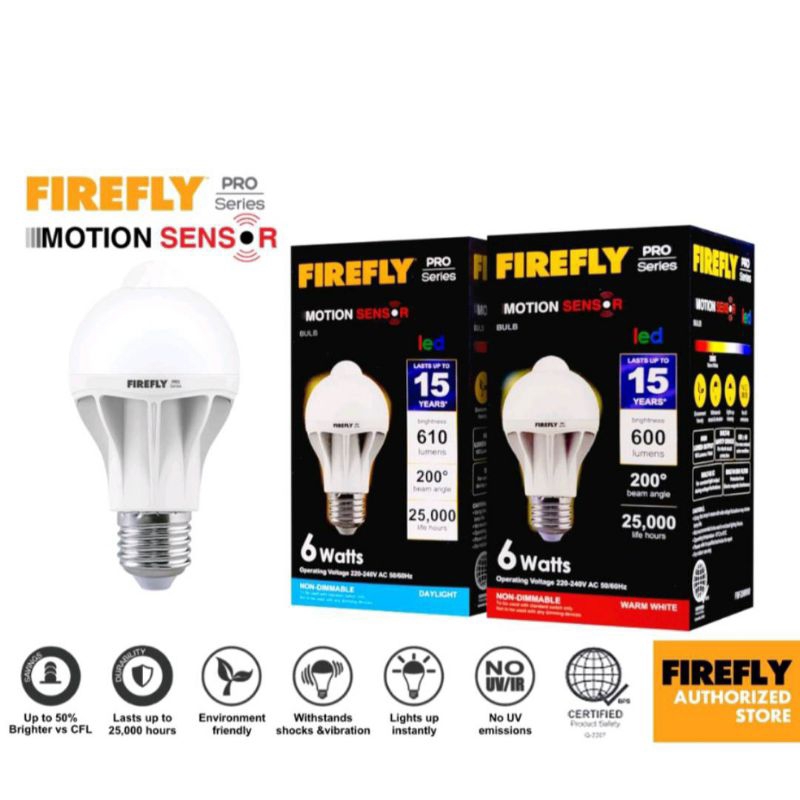 Firefly Pro Series Motion Sensor LED Bulb 6watts | Shopee Philippines
