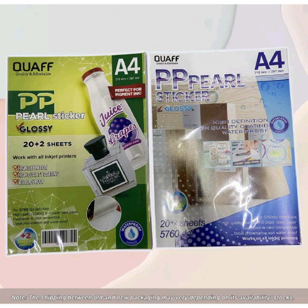 QUAFF PET Printable Label Sticker Waterproof 180GSM A4 Size ( PP Pearl ...