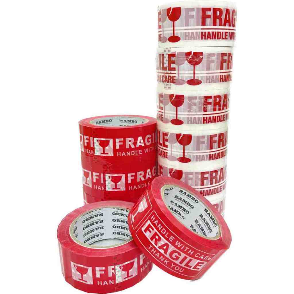 Rambo WHITE Fragile /RED Fragile tape Packaging Tape 100M / 50M ...