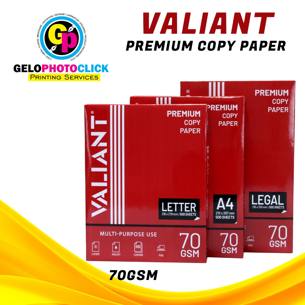 Valiant Bondpaper A4 Size Sub 20 / 70 GSM | Shopee Philippines