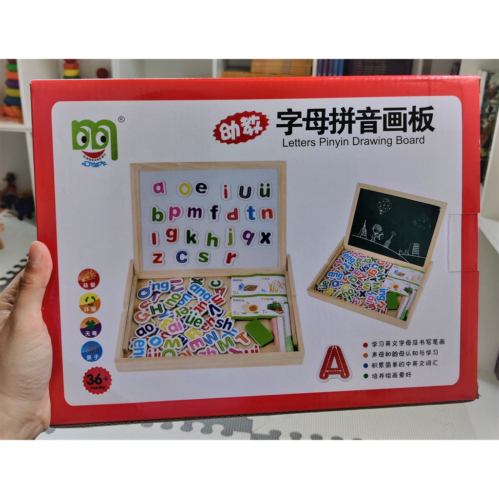 2 In 1 Letters Pinyin Drawing Board Magnetic Black And White Board ...