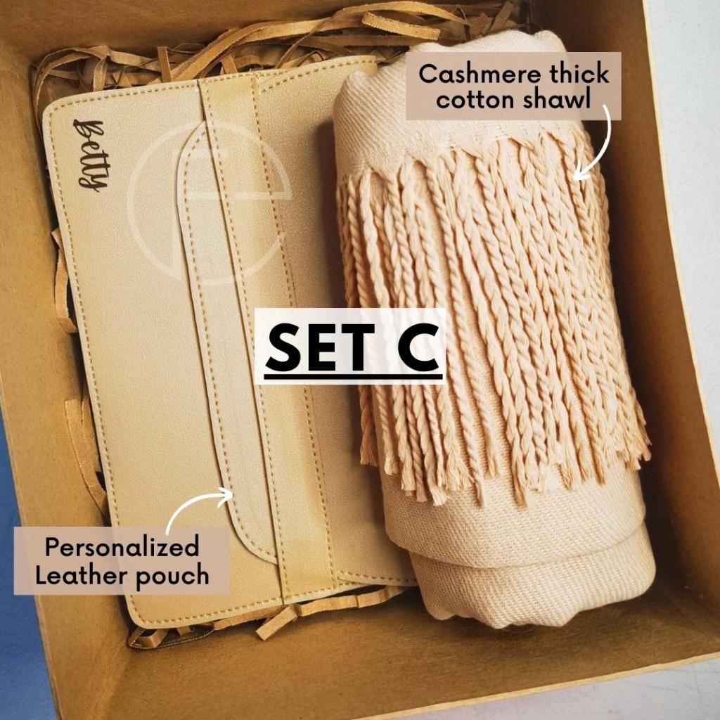 Personalized gift set hair brush mirror shawl pouch for wedding ...