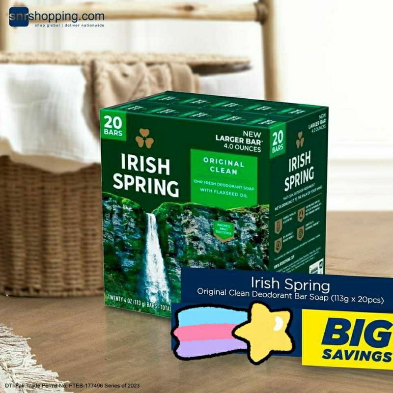 S&R Irish Spring Original & Aloe Mist Clean Deodorant Bar Soap 20 bars ...