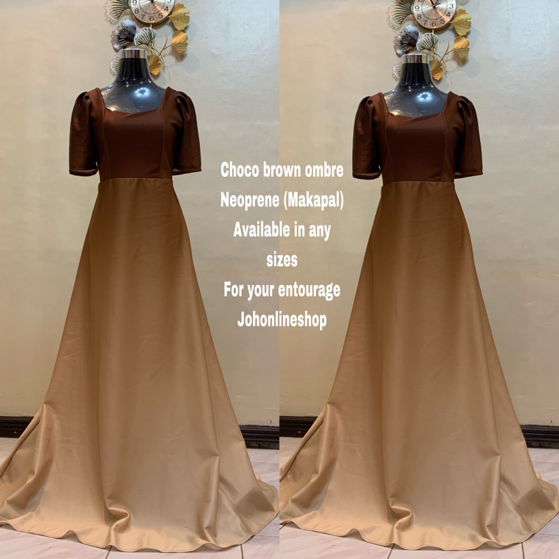 modern filipiniana puff up gown brown ombre for entourage | Shopee ...